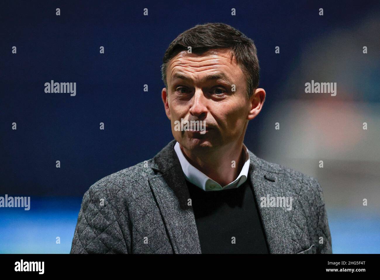 Paul Heckingbottom the Sheffield United Manager during the pre-match ...