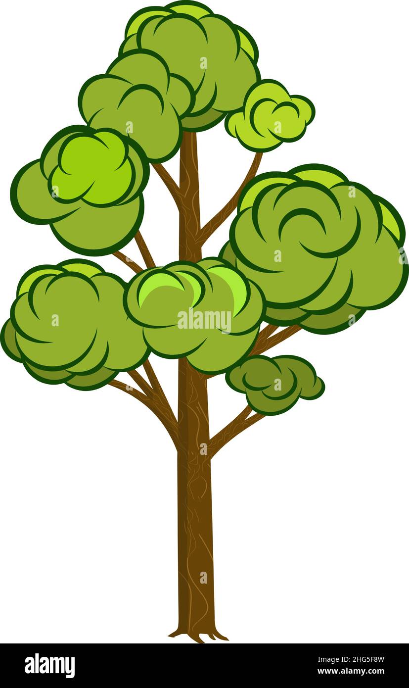 Vector Cartoon tree with nice fluffy crown for Park, Forest and others ...