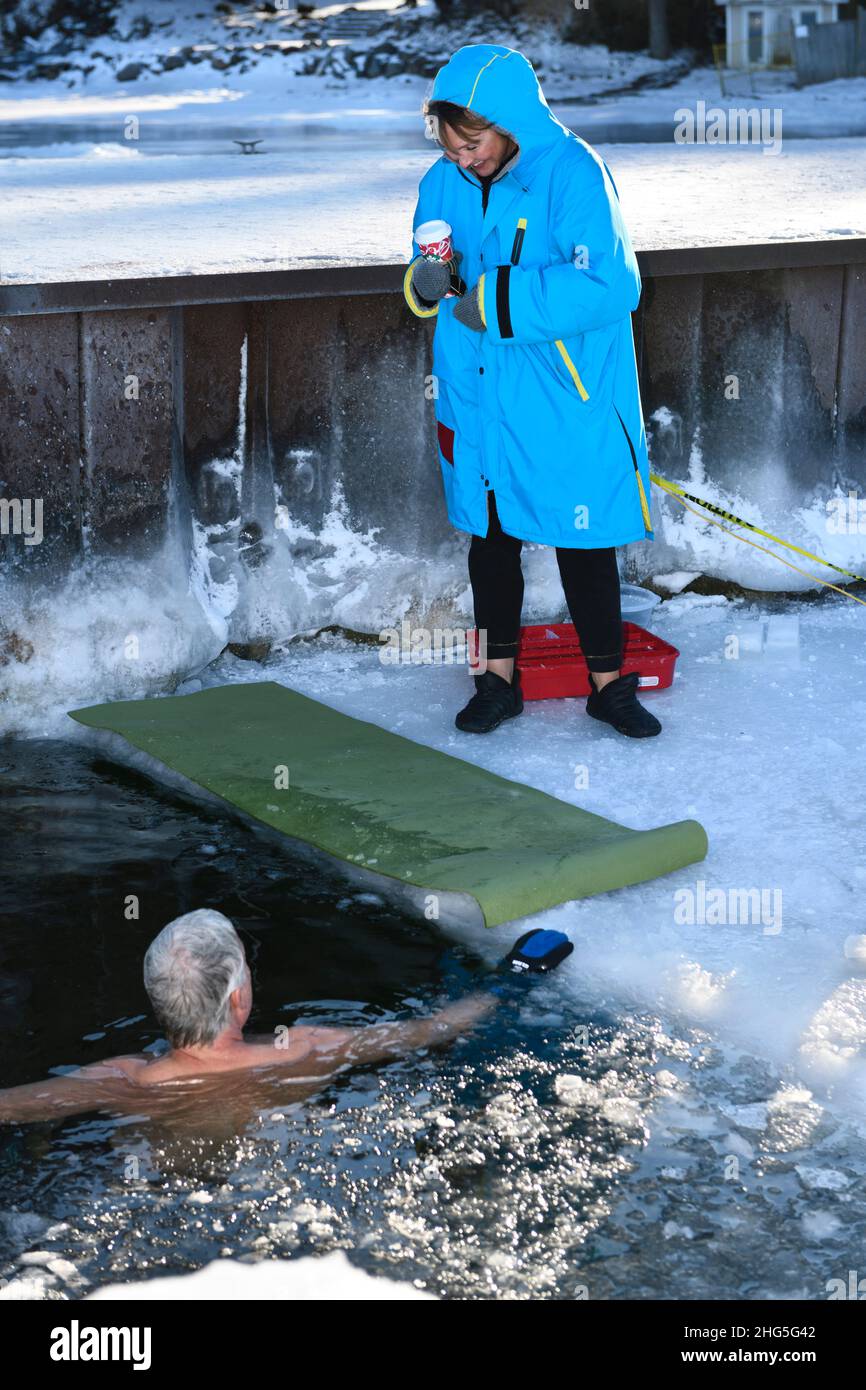 Cold water swimming woman hi-res stock photography and images - Alamy