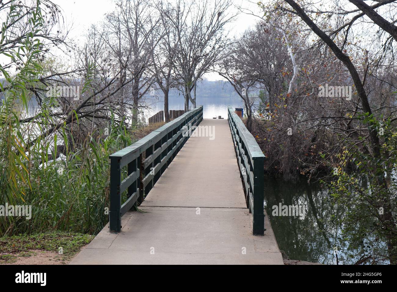 Morning walk along Lady Bird Lake Austin TX the pedestrian bridge ...
