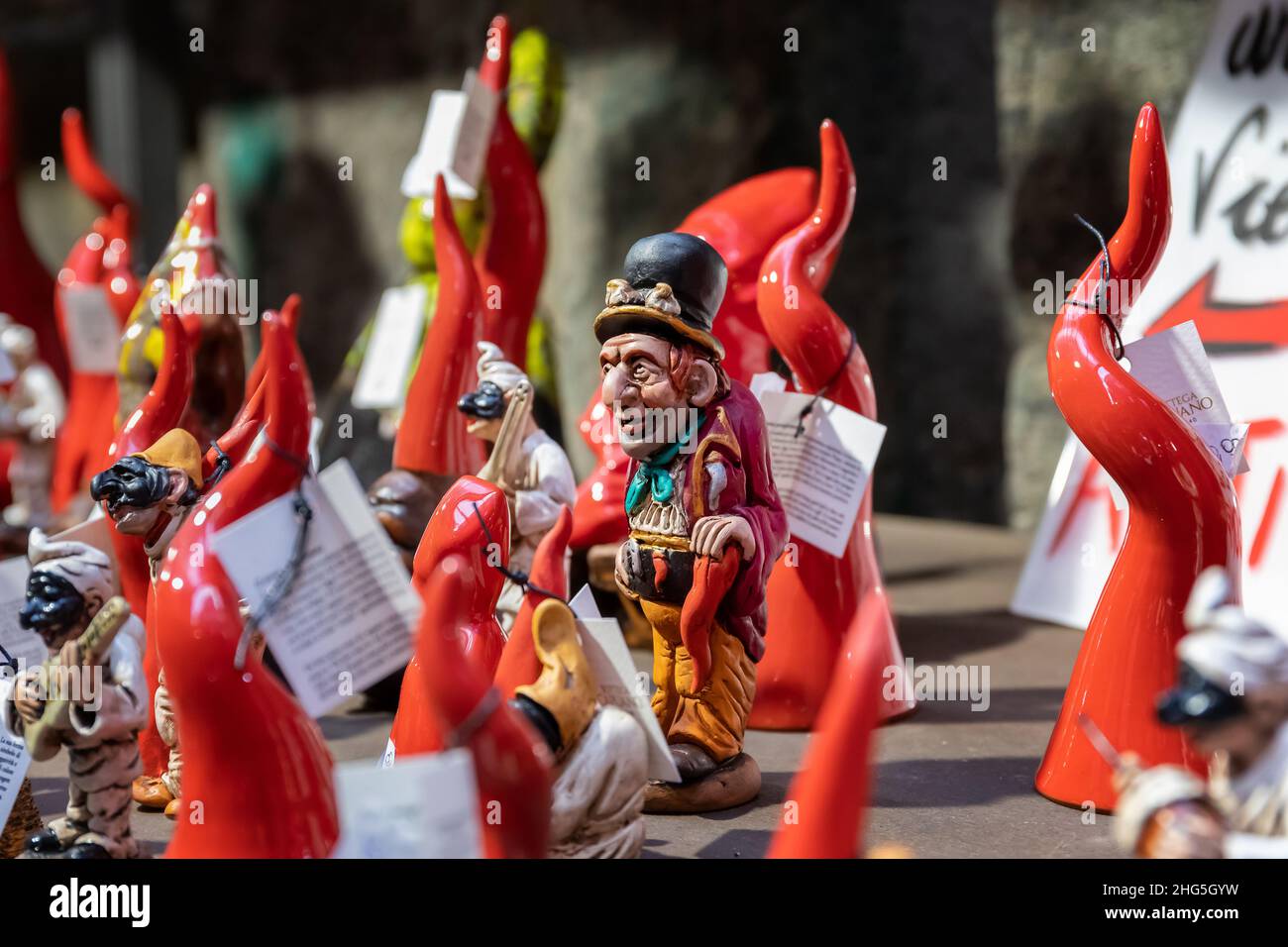 Naples, Italy - December 24, 2021: superstitious objects composed of ...