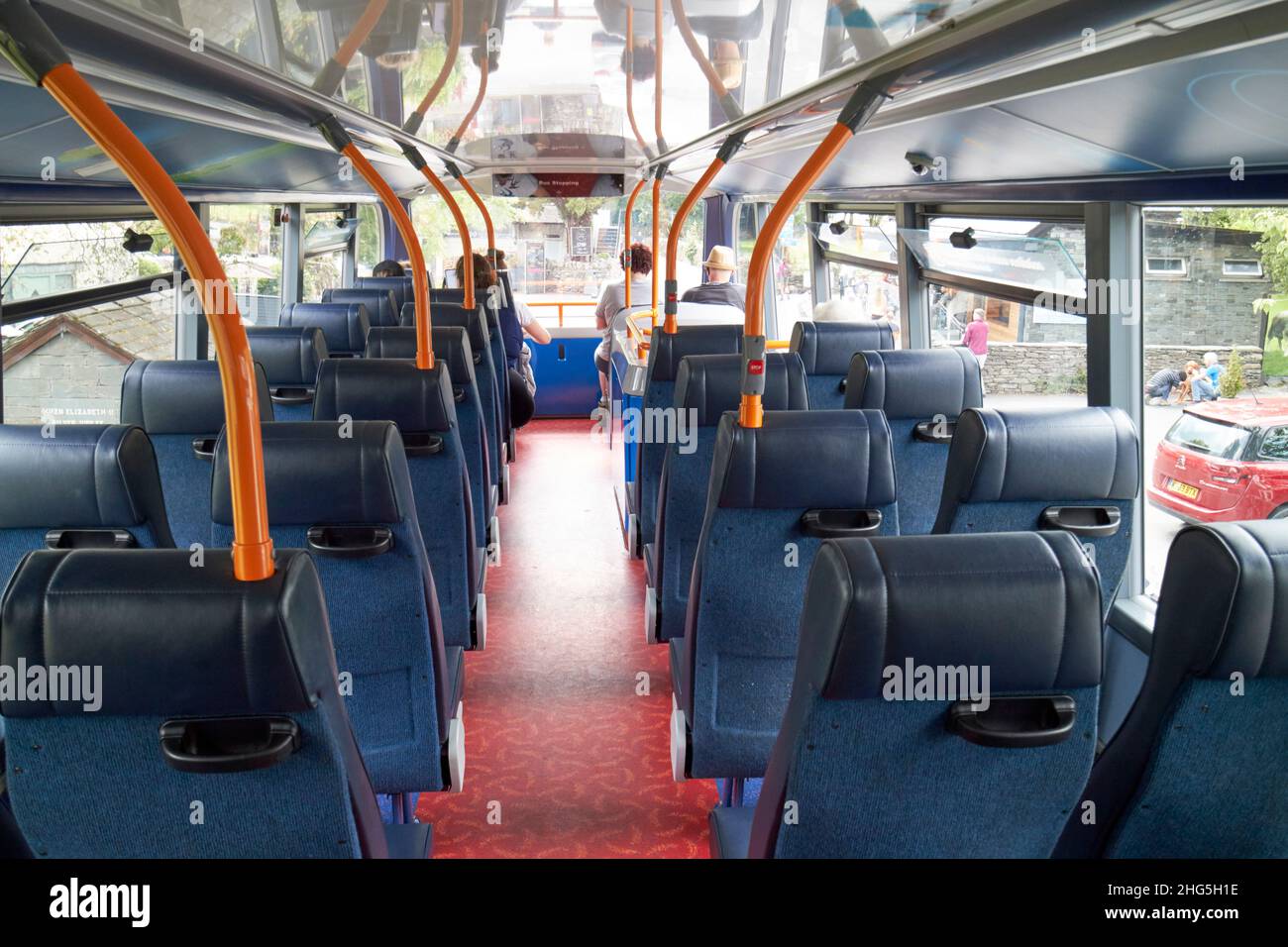 on board the top deck of the stagecoach 555 bus lake district, cumbria ...