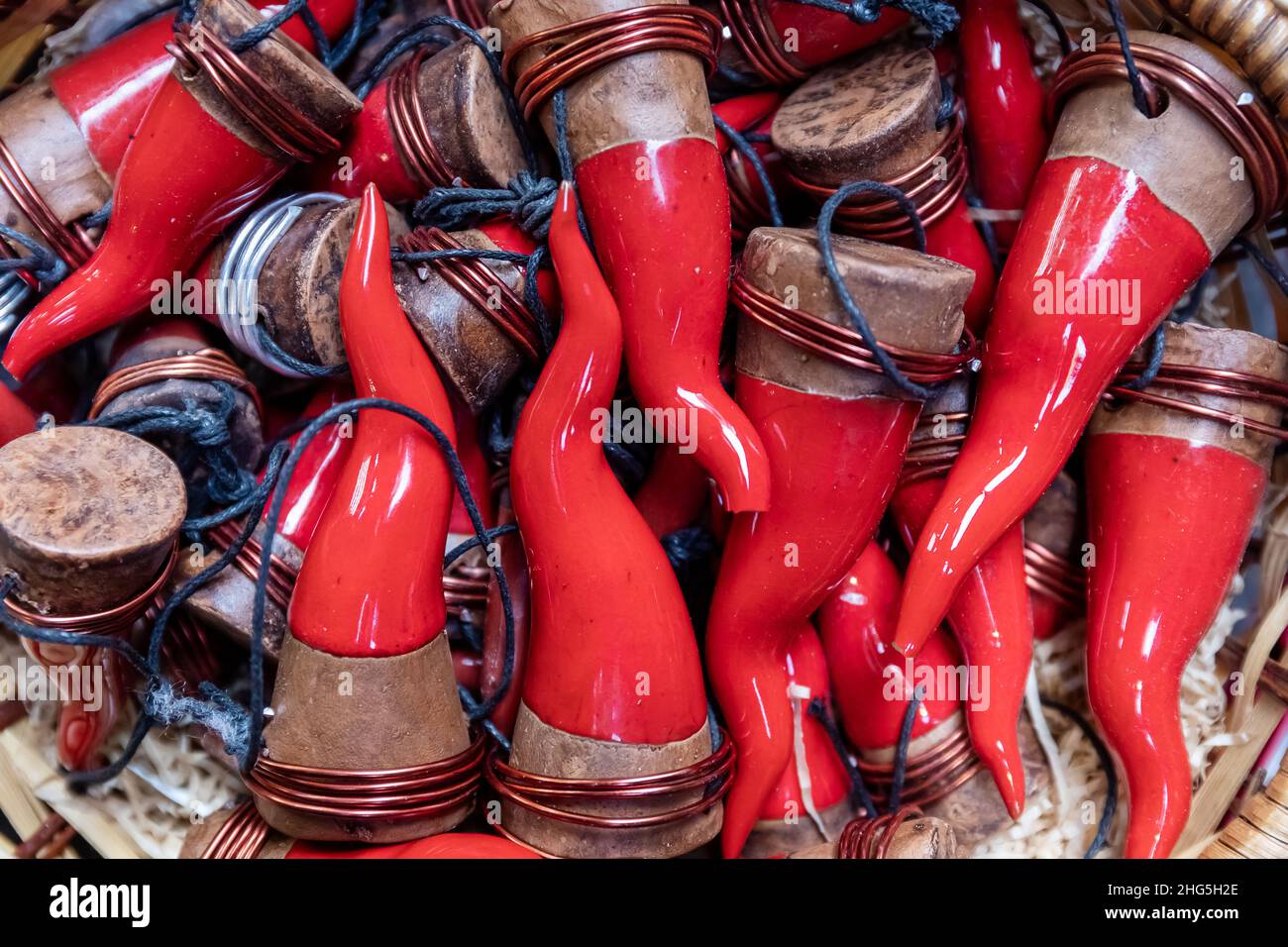 Naples, Italy - December 24, 2021: superstitious objects composed of ...