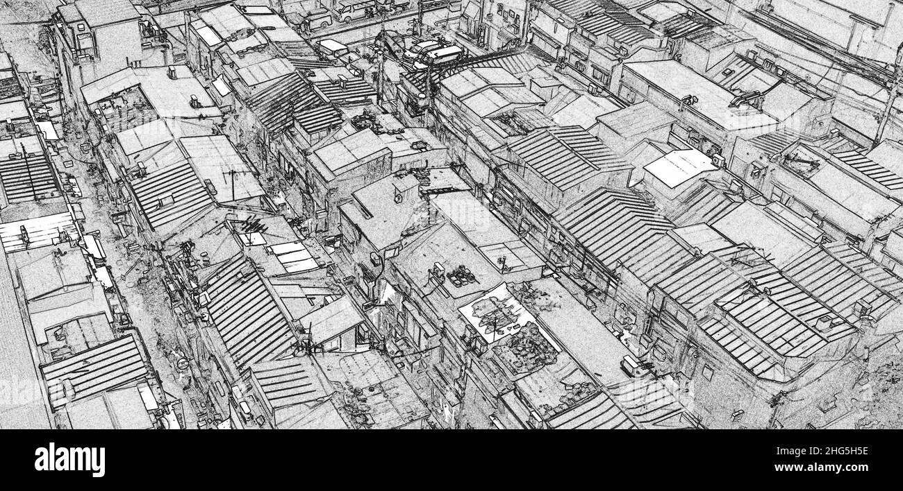 aerial view on Golden Gai pubs, Shinjuku, Tokyo, Japan Stock Photo - Alamy