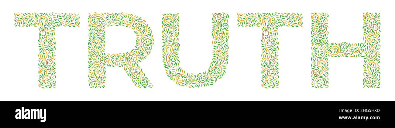 Word Truth in indian ornament in oriental style on a white. Lettering ...