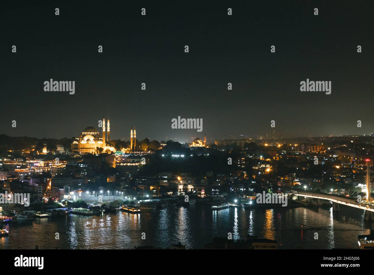 Istanbul at night. Cityscape of Istanbul from Galata Tower Stock Photo ...