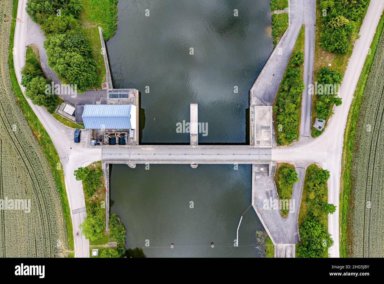 aerial view of a barrage Stock Photo - Alamy