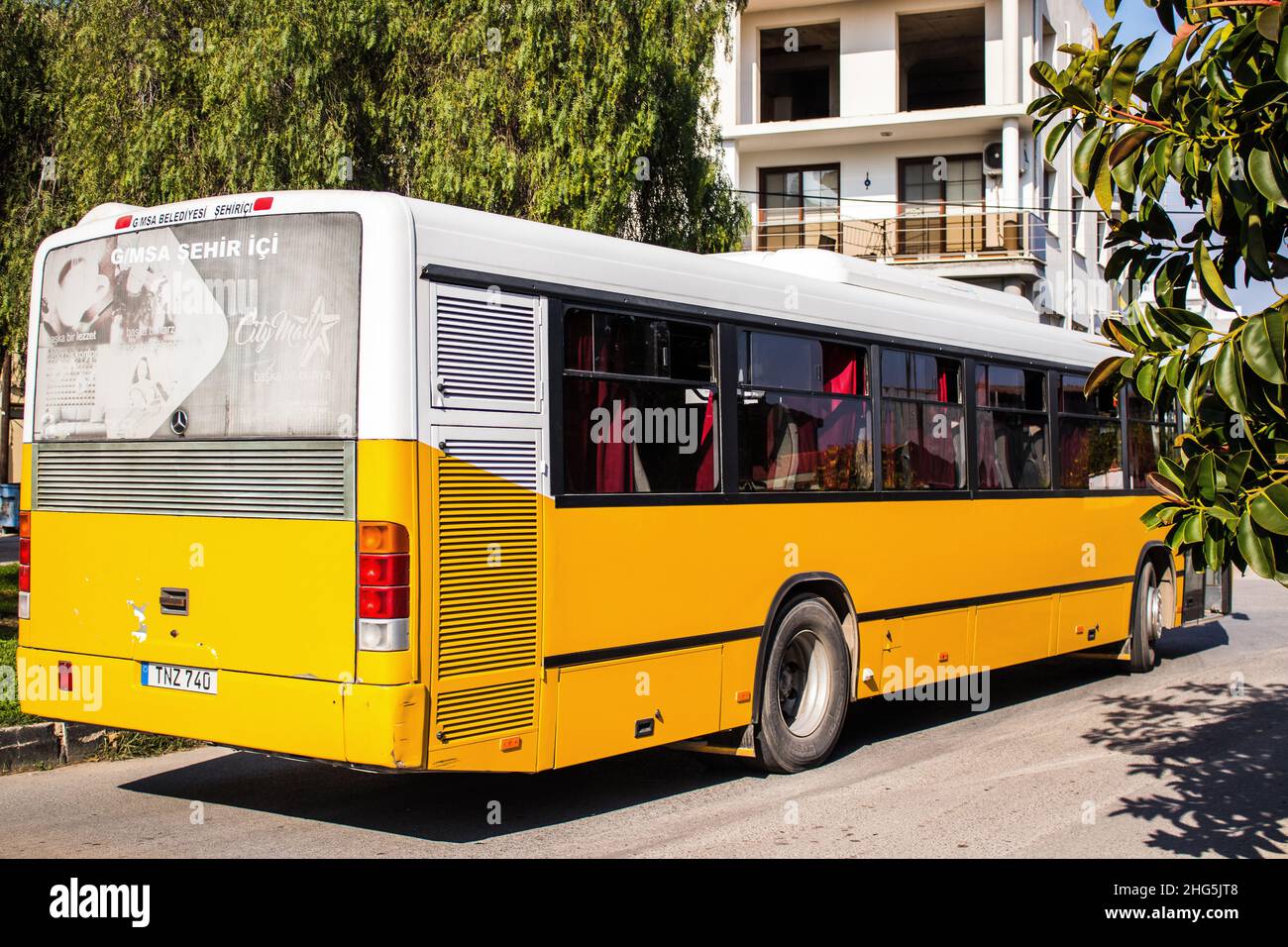 Famagusta, Northern Cyprus - January 07, 2022 Public bus driving ...