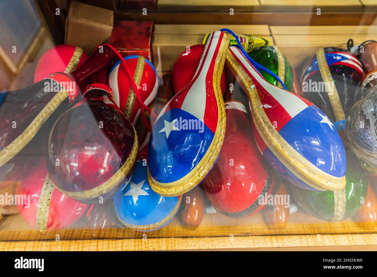 The Bronx, New York City, New York, USA. Maracas decorated with Puerto ...