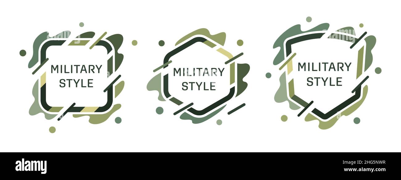 Frames for text in military style. Set of graphic elements in military ...