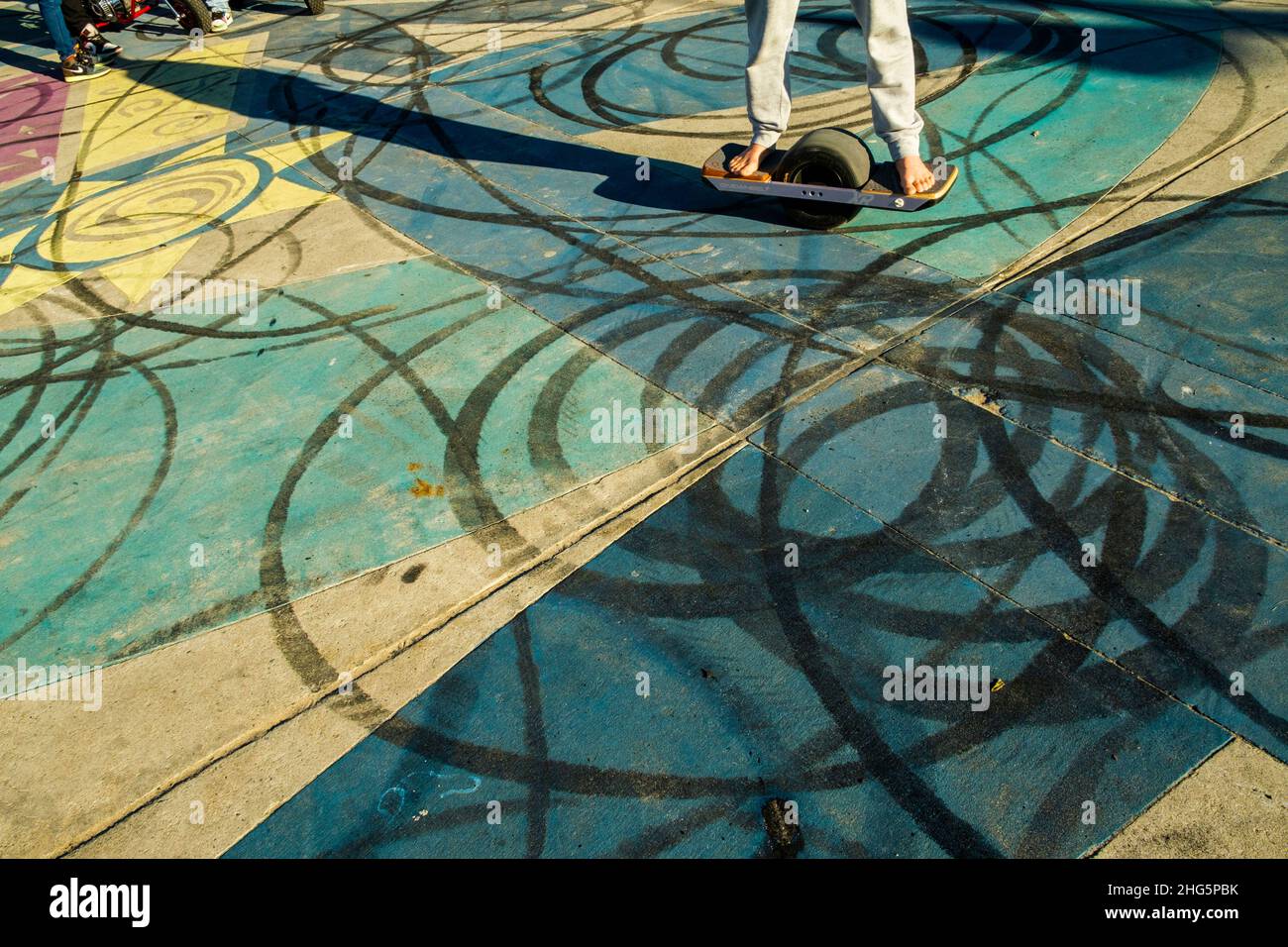 Burned Rubber from bike tracks, Venice Beach, Los Angeles, California ...