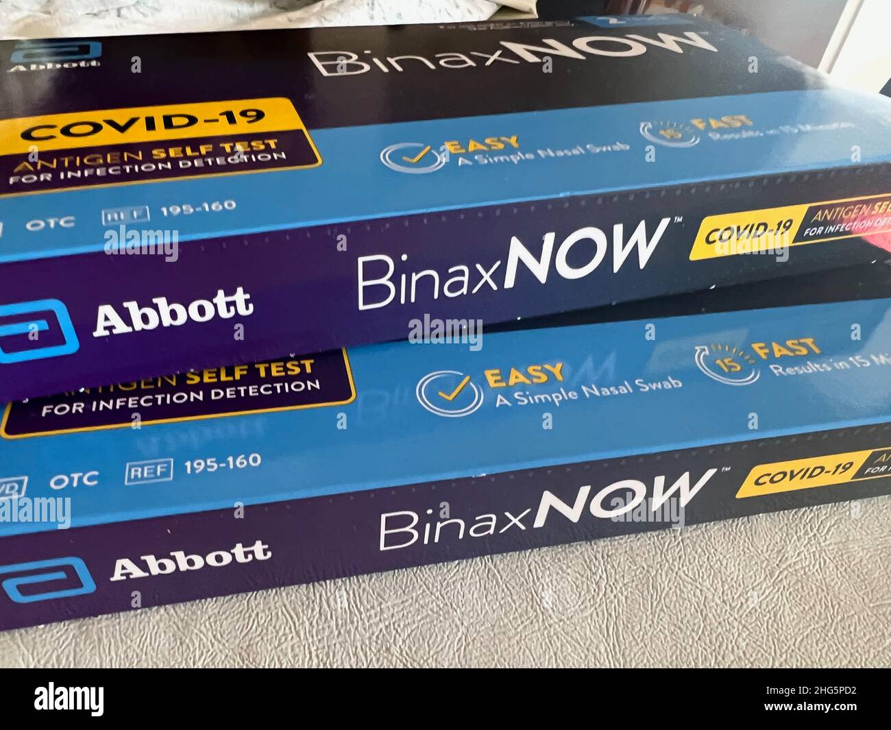 The Abbott BinaxNOW COVID-19 Antigen self-test kit on display in New ...