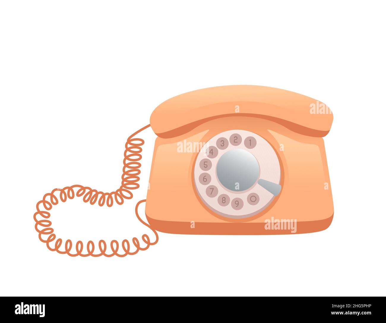 Retro home telephone orange color vector illustration on white ...