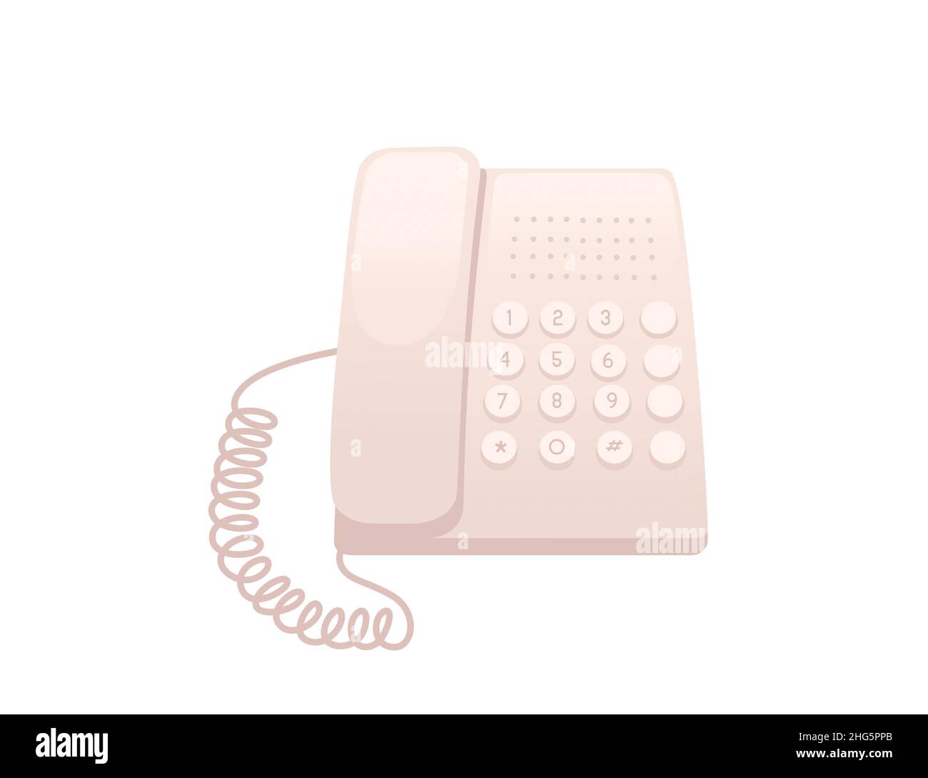 Modern digital home telephone pink color vector illustration on white ...