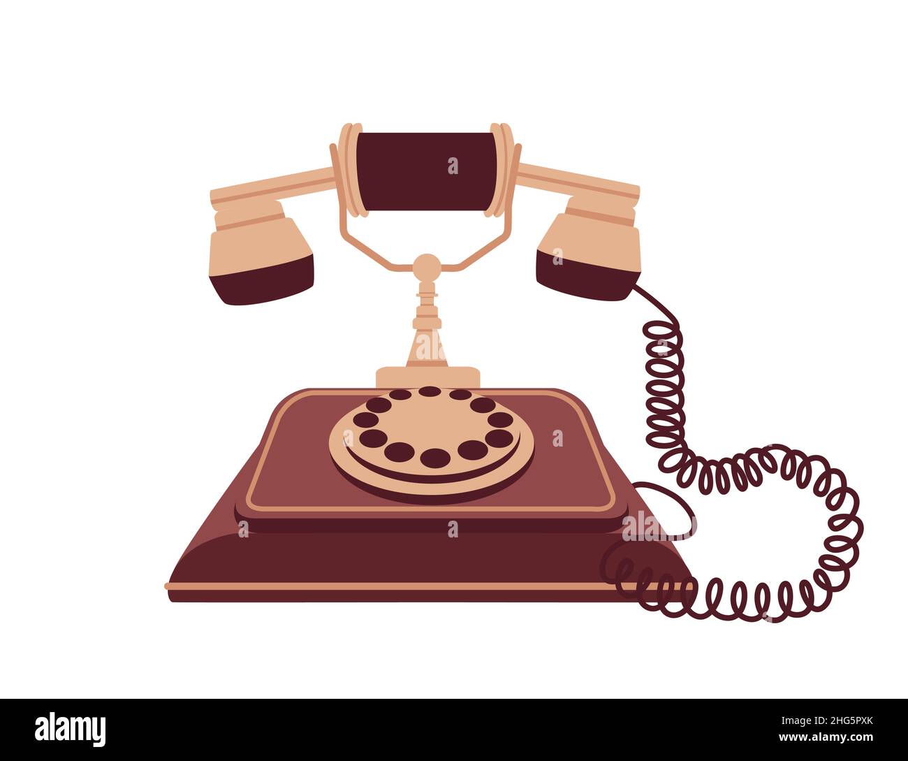 Retro home telephone red color vector illustration on white background ...