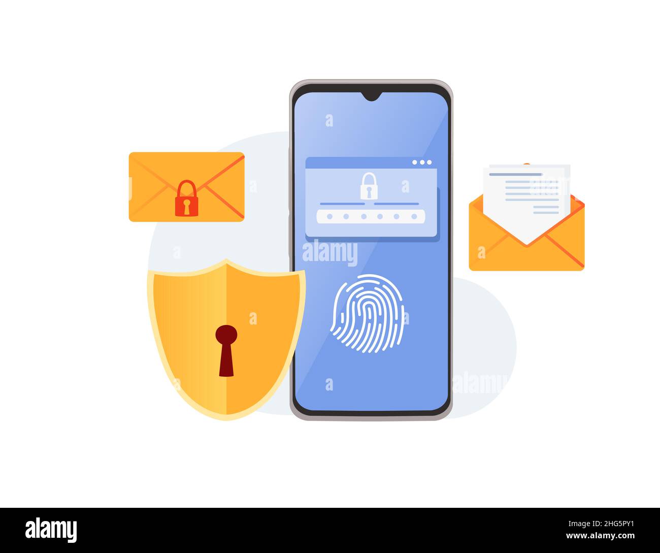 Digital data protection concept mobile payment security app with ...