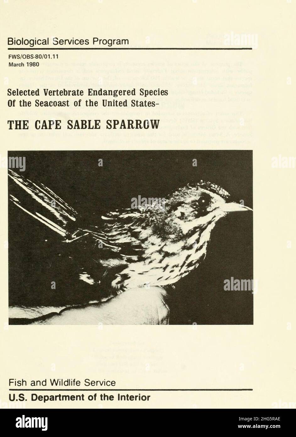 Selected vertebrate endangered species of the seacoast of the United ...