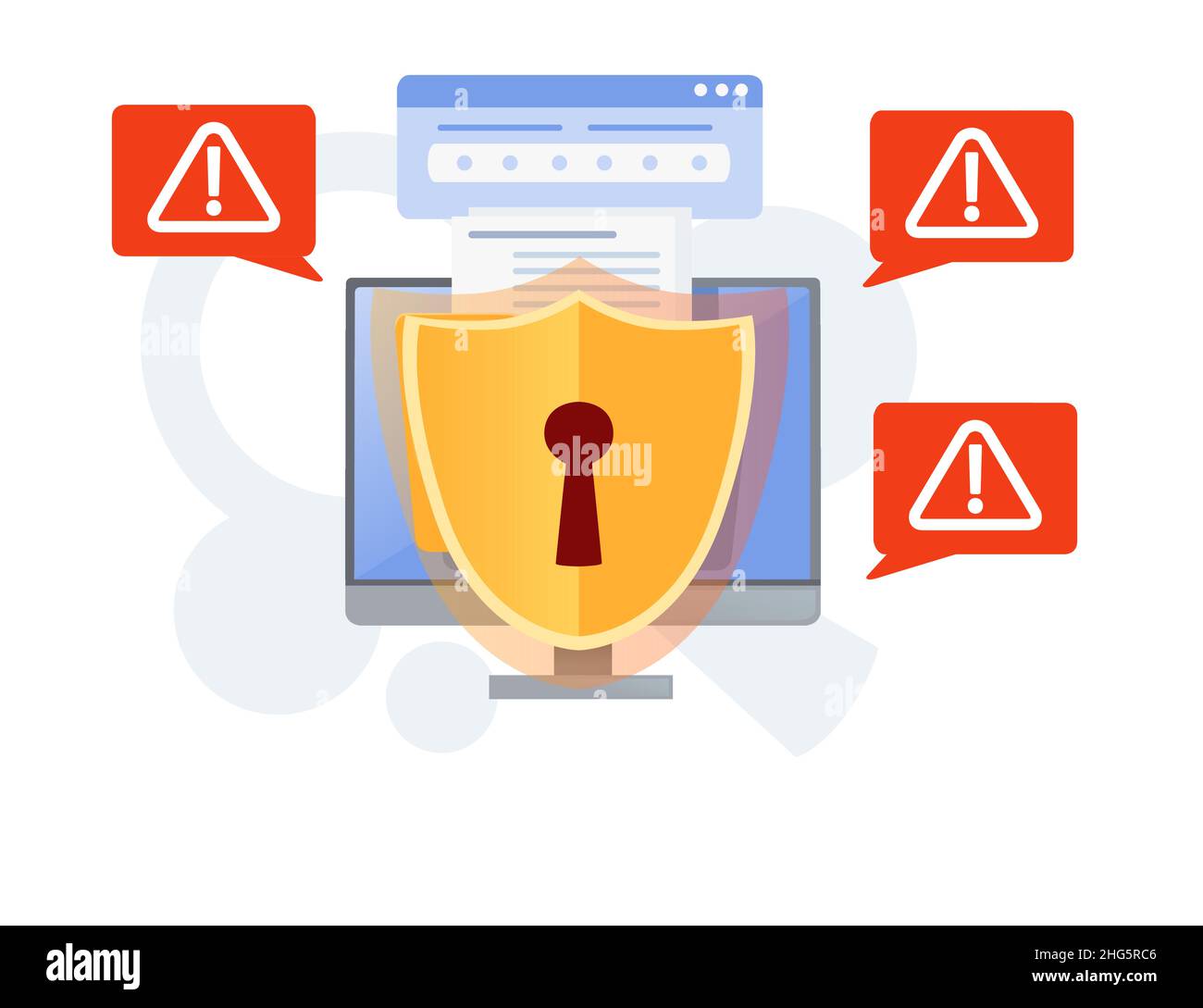 Digital data protection concept with golden shield lock and security ...
