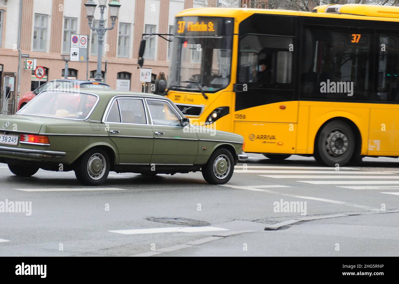 Copenhagen/Denmark./18 January 2022/German old classic mercedes auto on ...