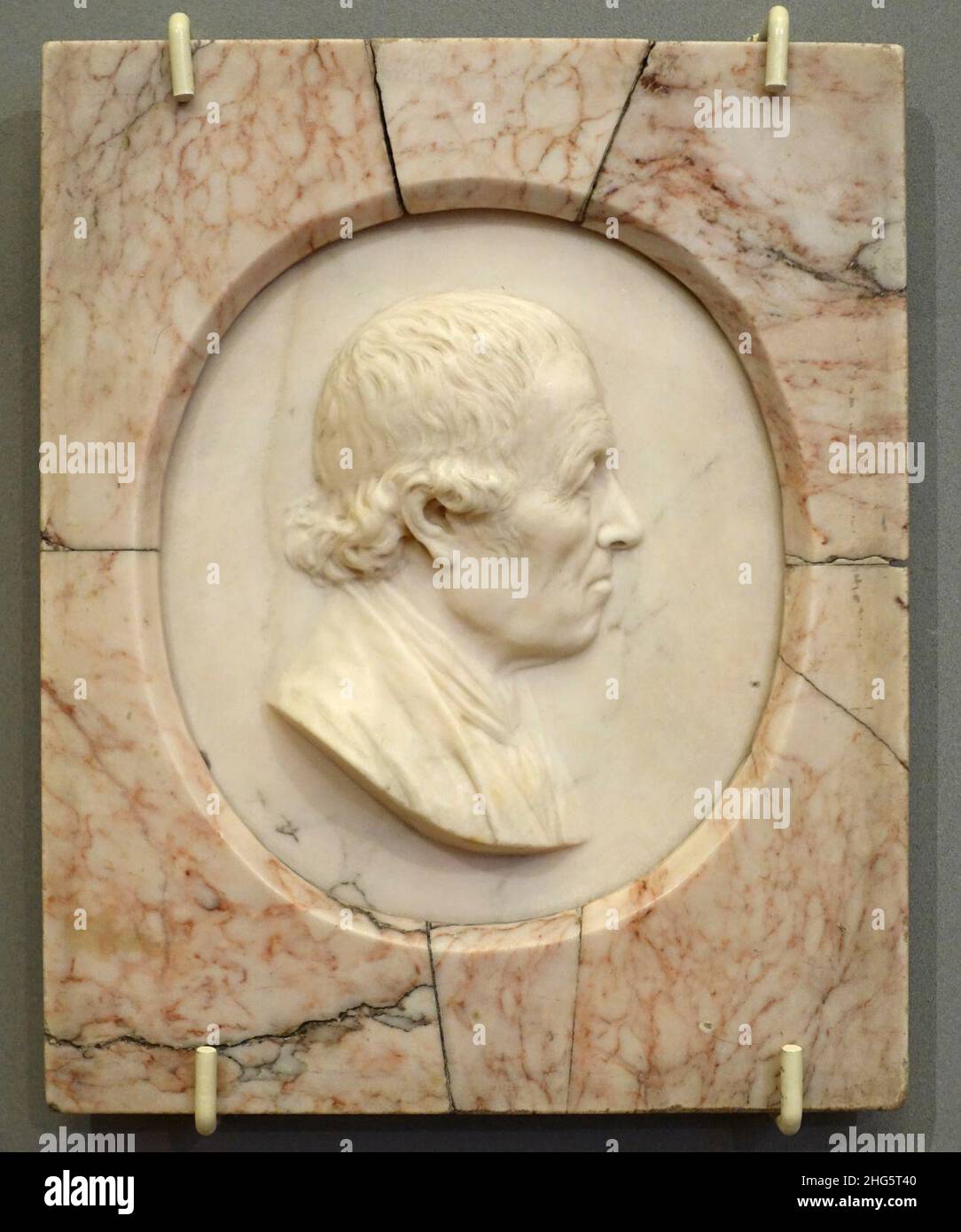 Self Portrait by Roman Anton Boos, c. 1805, alabaster in marble frame ...
