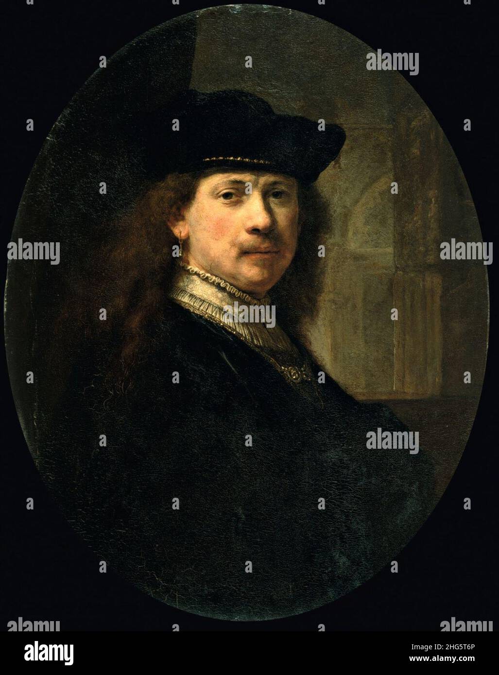 Self portrait with an architectural background, Rembrandt or his studio ...
