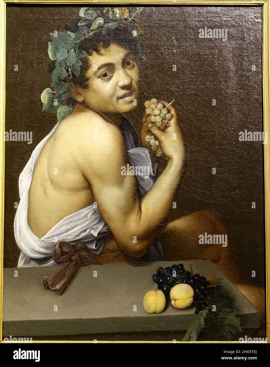 Self-portrait as Bacchus, by Caravaggio, 1592-1595, oil on canvas Stock ...