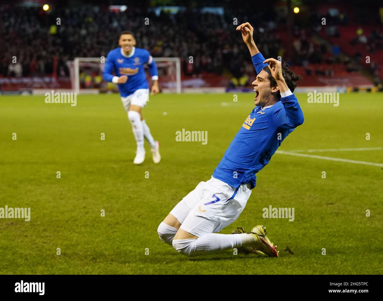 Rangers' Ianis Hagi celebrates scoring his sides first goal of the game ...