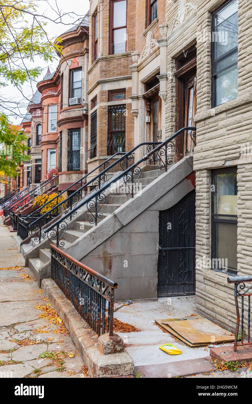 The Bronx, New York City, New York, USA. November 2, 2021. Brownstone ...
