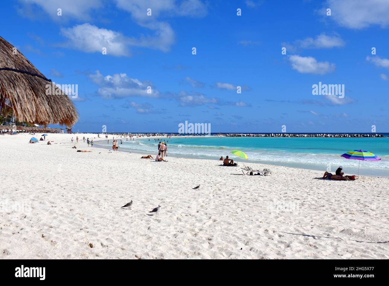 Beach, Caribbean Sea, Cancún, state of Quintana Roo, Yucatán Peninsula ...