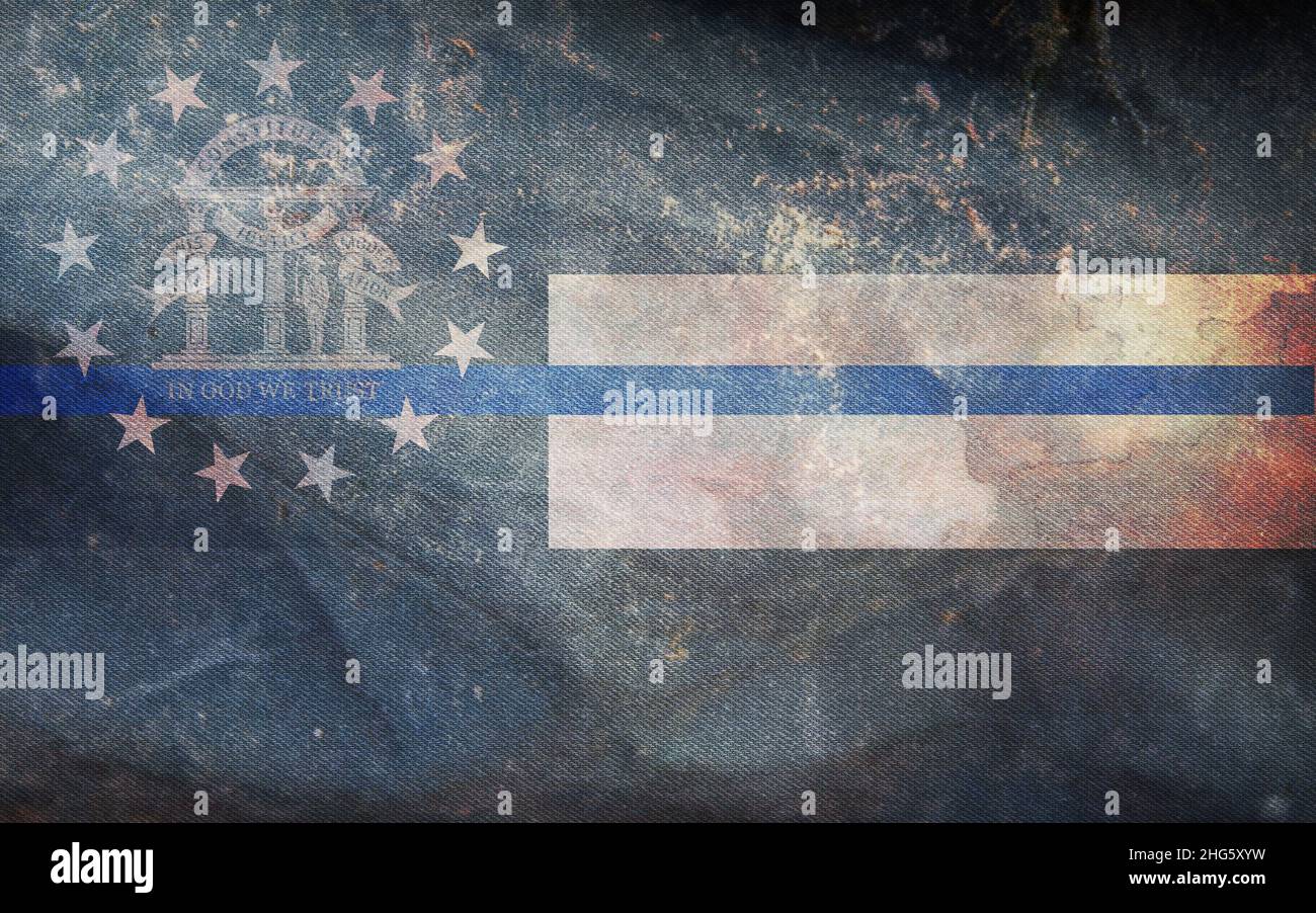 Top view of blue line flag of Georgia state, Usa. United states of ...