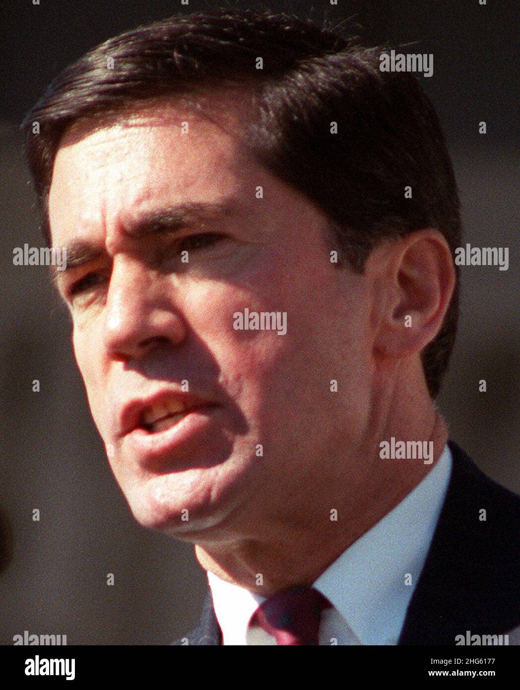 Sen. Chuck Robb of Virginia speaks at the commissioning of the nuclear ...