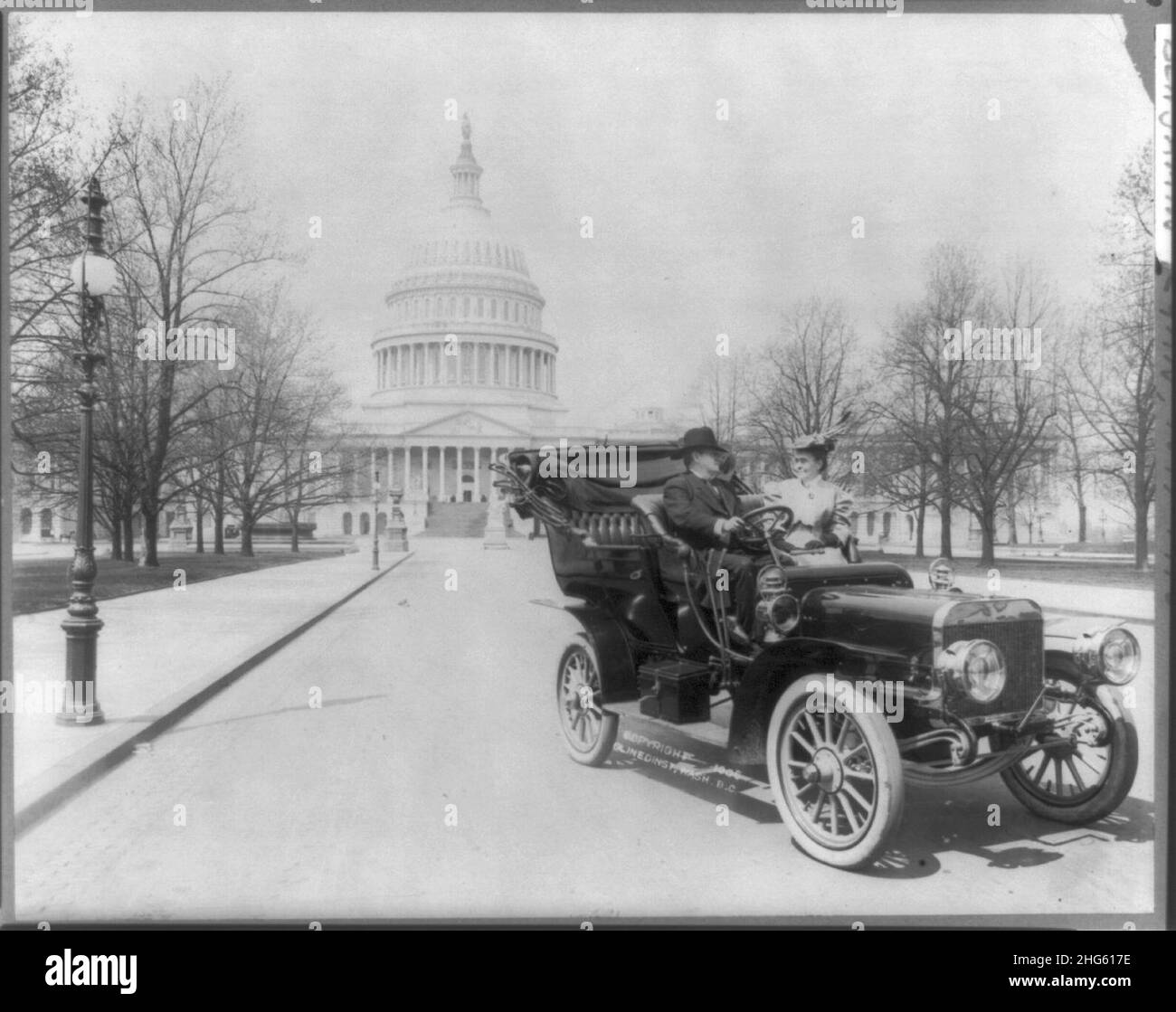 Sen. Benjamin Ryan Tillman & wife, in auto; Capitol in background Stock ...