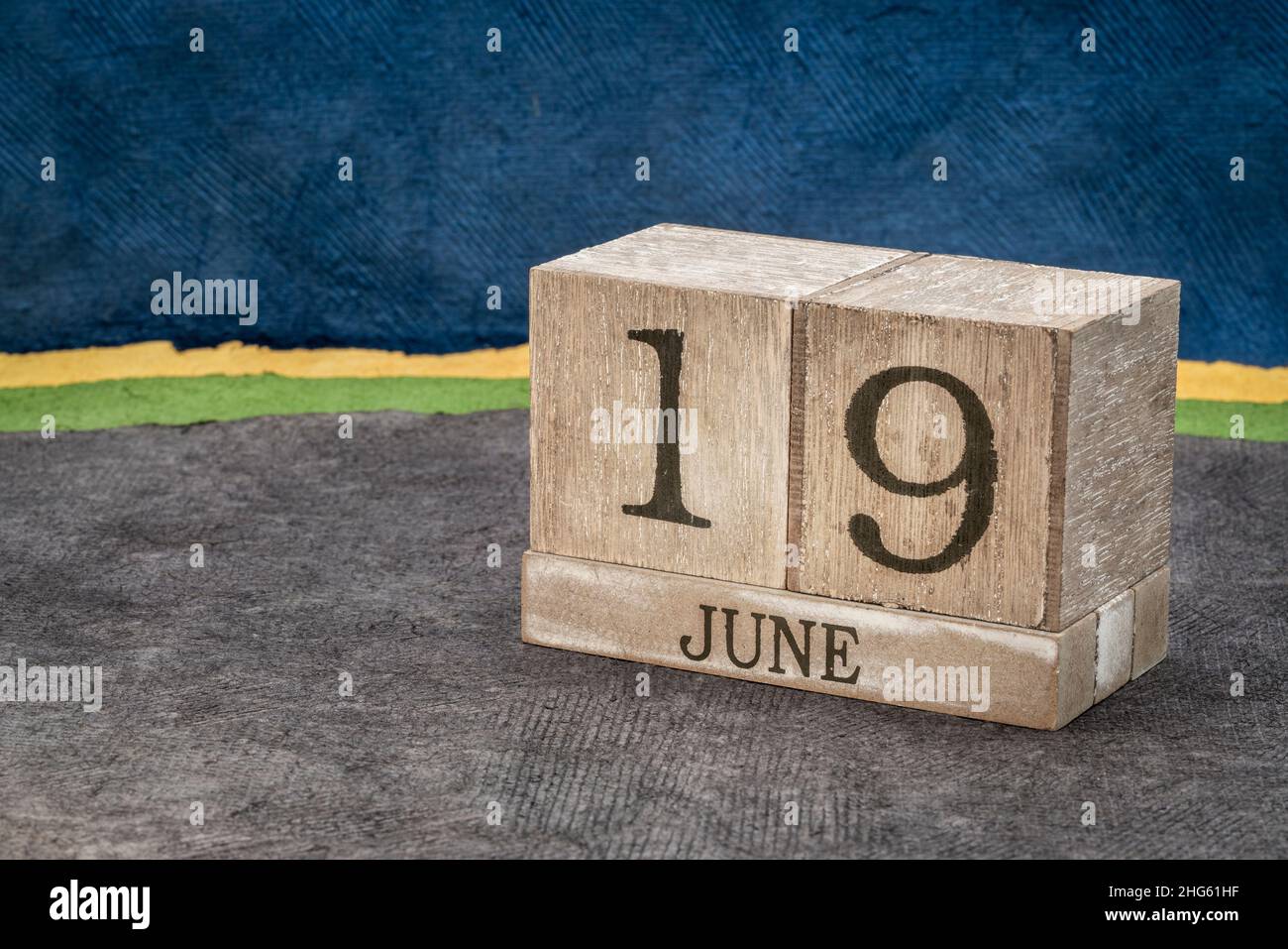 Juneteenth (June 19) in a desktop wooden calendar – also known as ...