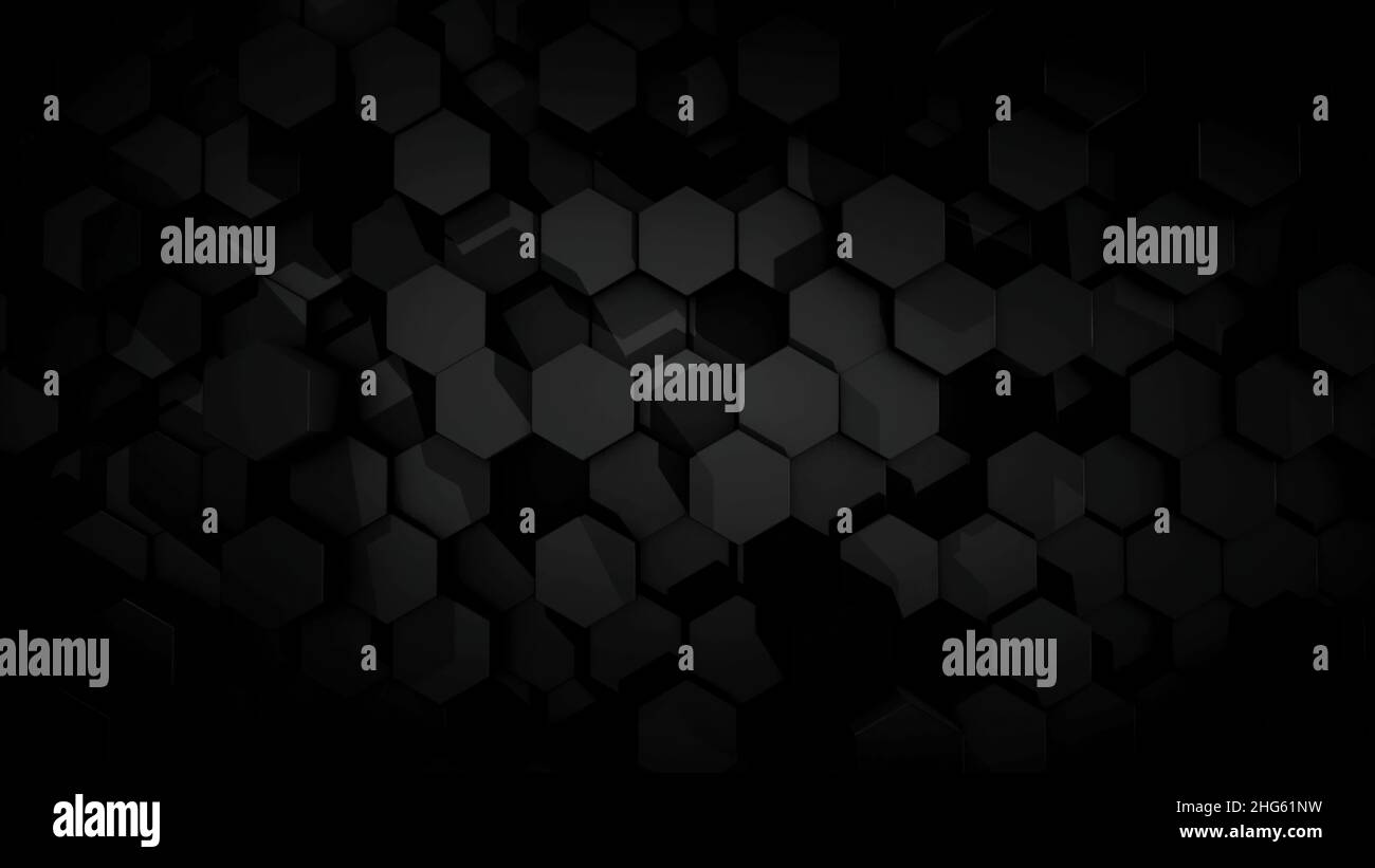 Abstract futuristic hexagon glowing nand moving black surface ...