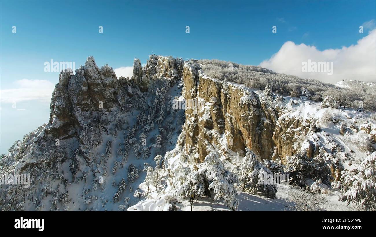 Fabulous winter landscape, mountains and forest covered with snow on ...