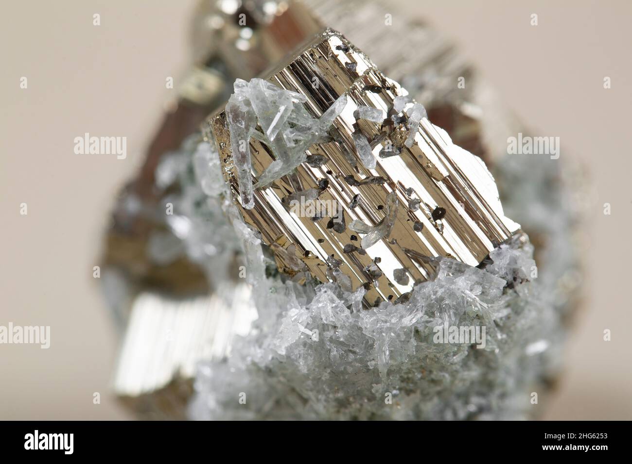 pyrite mineral specimen stone rock geology gem crystal Stock Photo - Alamy