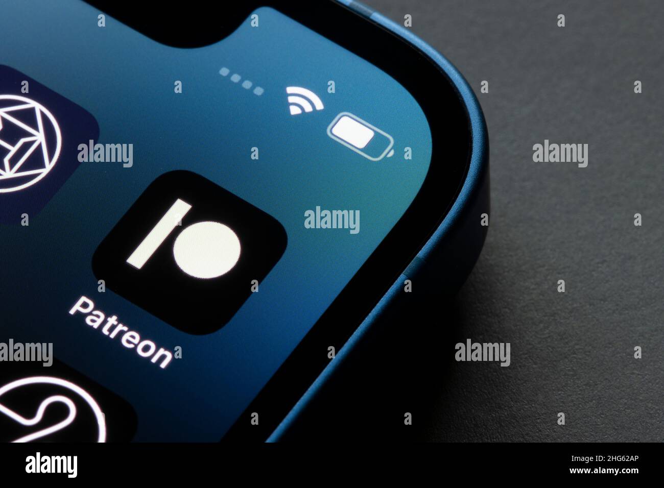 Patreon mobile app icon is seen on an iPhone. Patreon is a membership platform that makes it ...