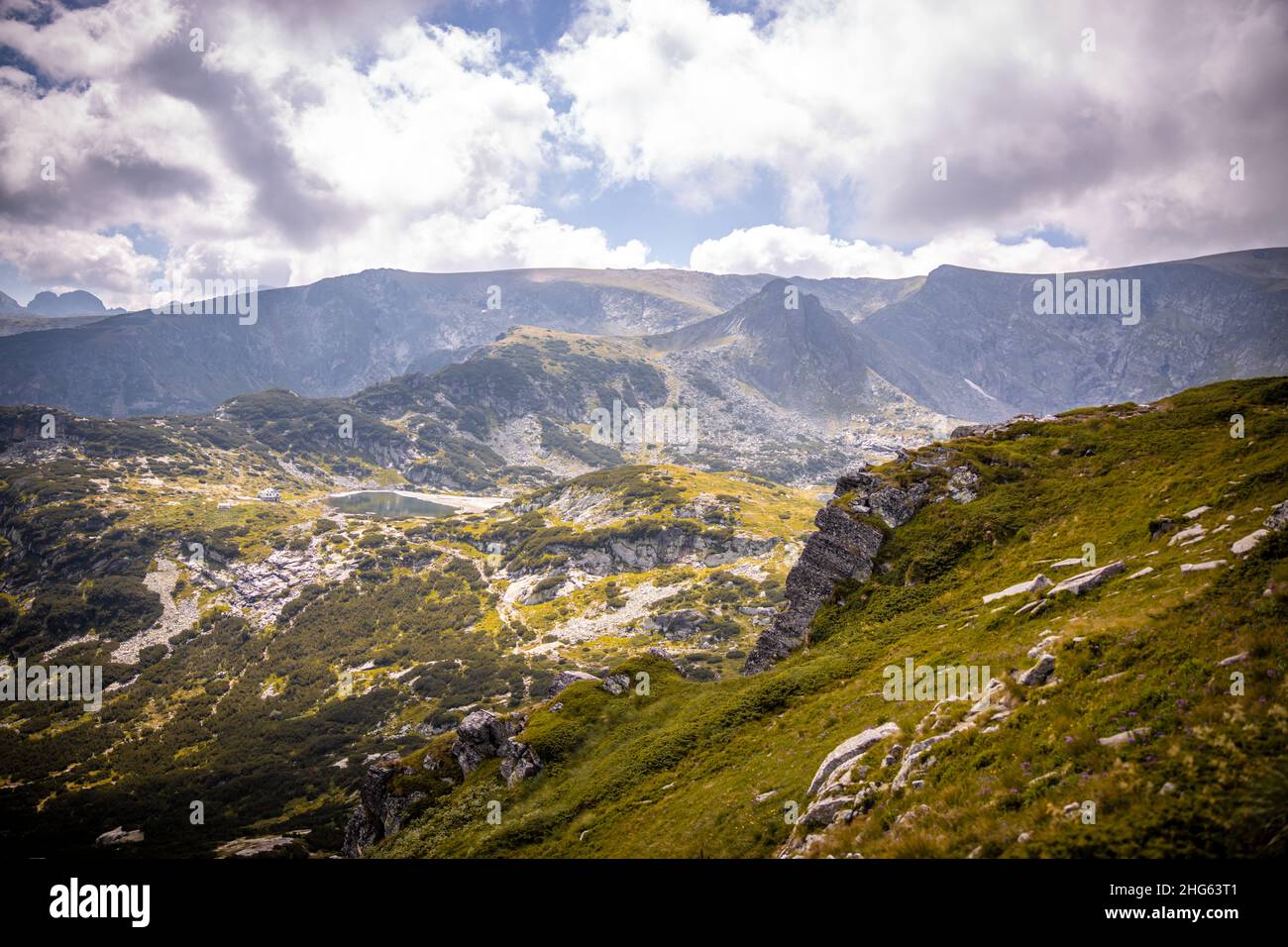 Bulgarian landscape of a mountain peak in Rila mountain.Beautiful ...