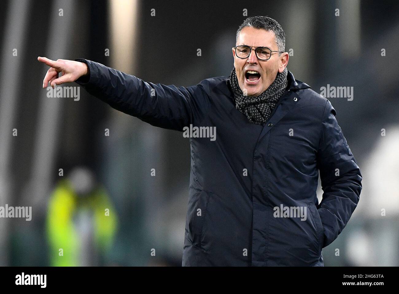Turin, Italy. 18 January 2022. Marco Landucci gestures during the Coppa ...