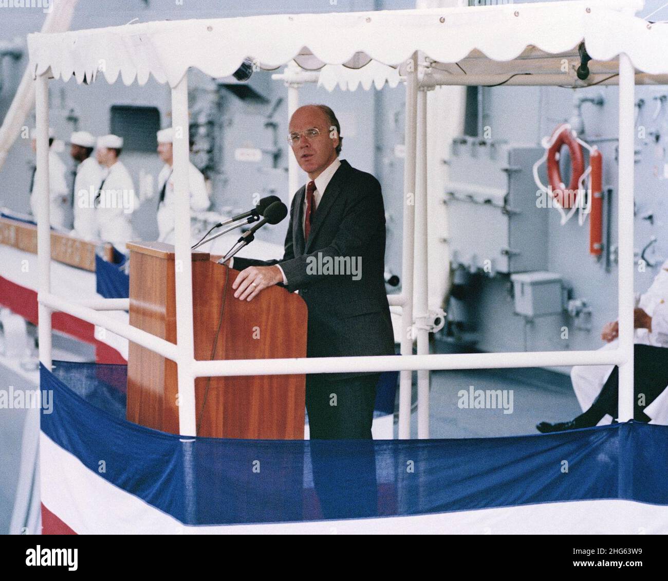 Senator Patrick Leahy speaks during the commissioning ceremony for the ...