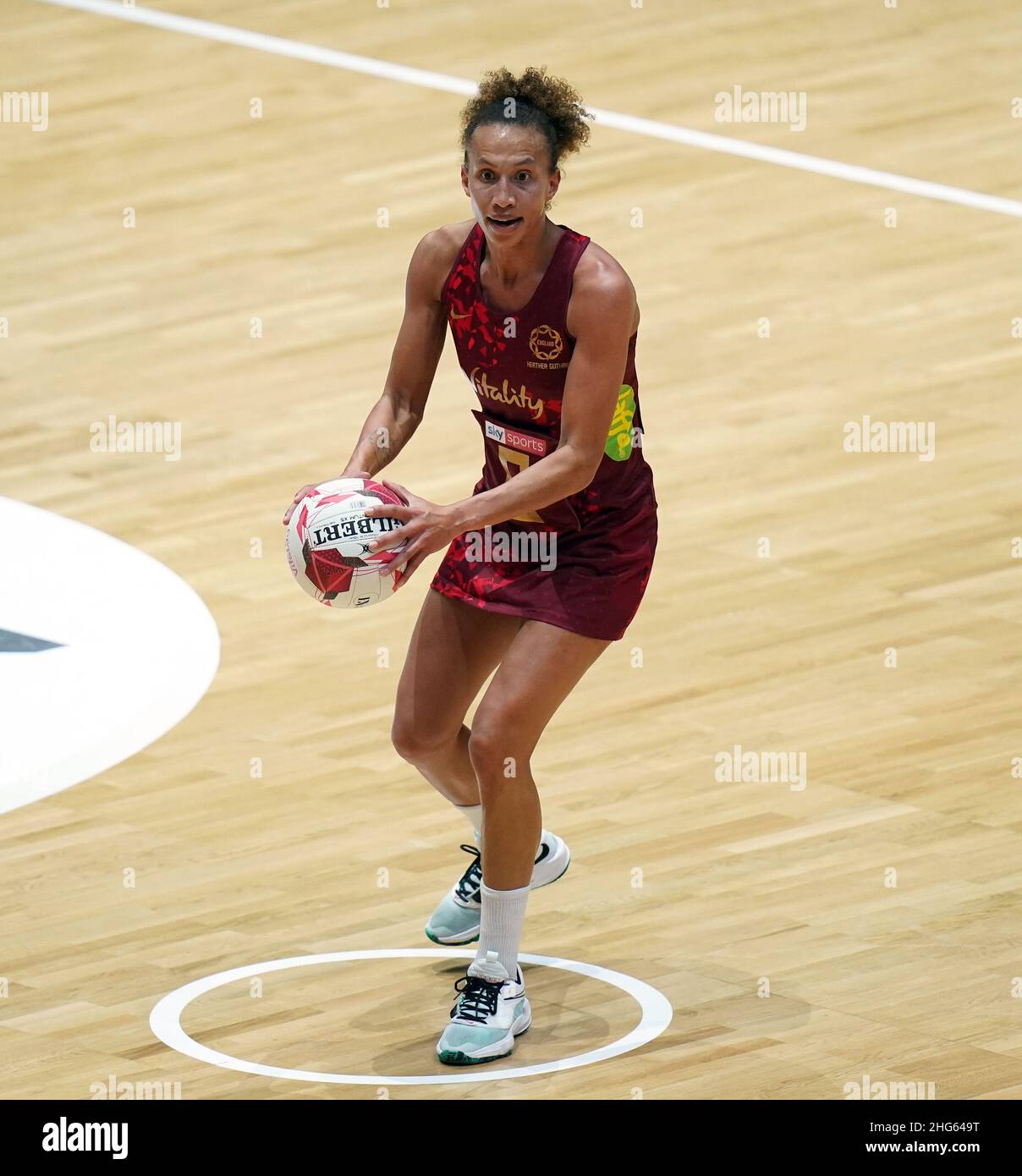 England's Jade Clarke during the Netball Quad Series match at the ...