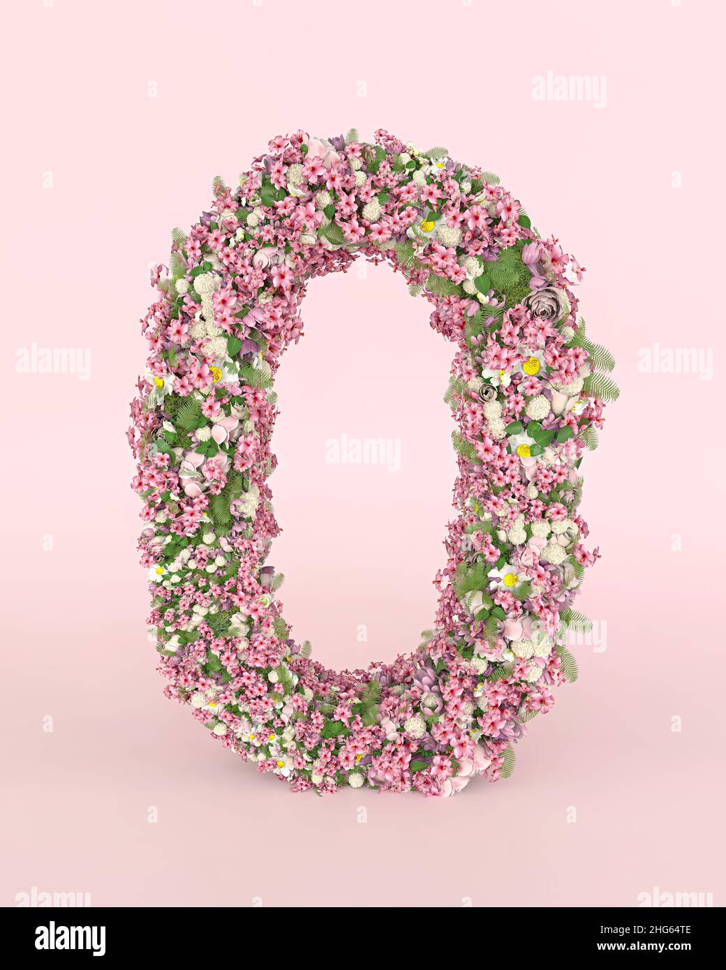 Creative number 0 zero concept made of fresh Spring wedding flowers ...