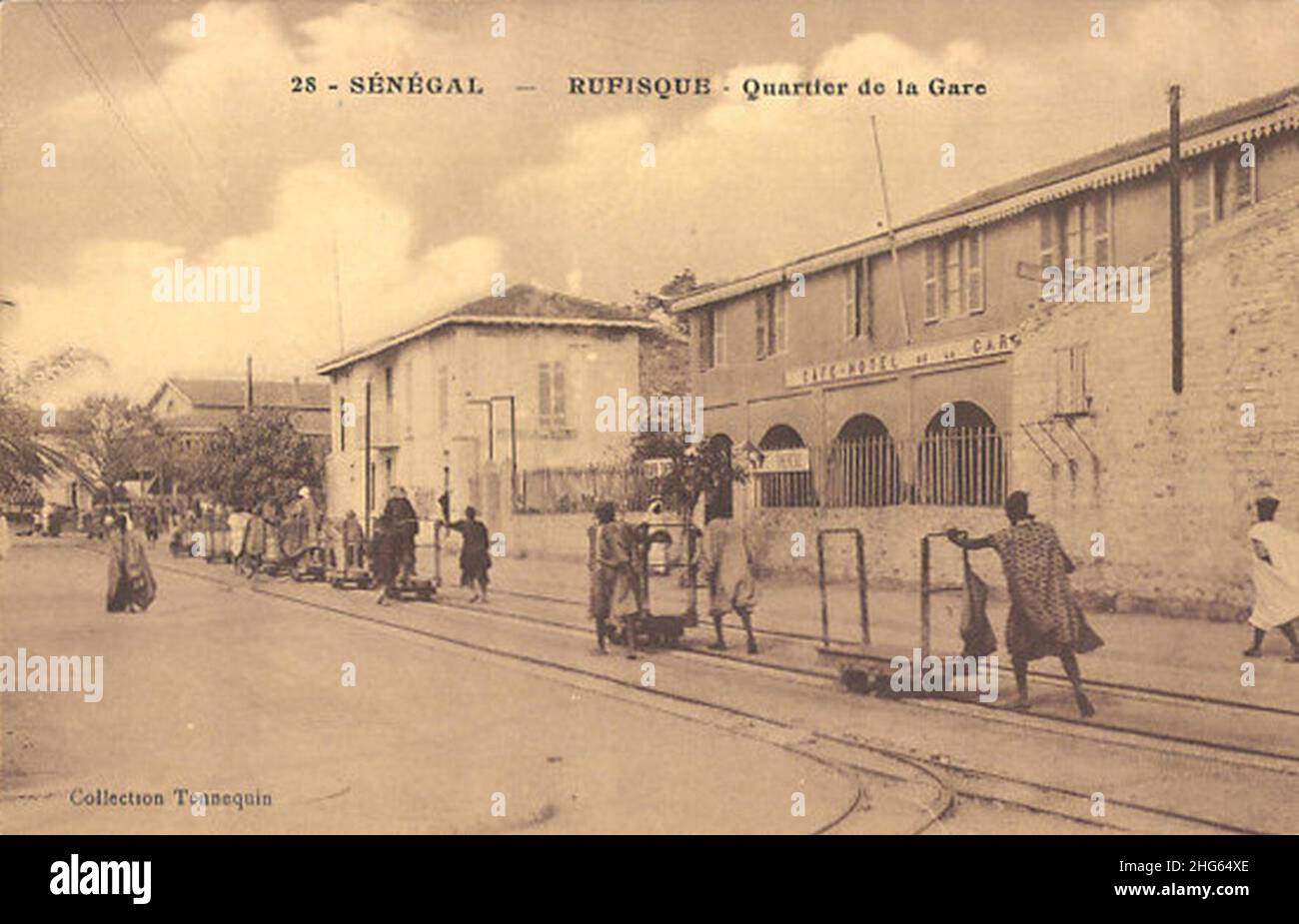 Senegal - Rufisque - Quartier de la gare - Cafe Hotel de la Gare Stock ...