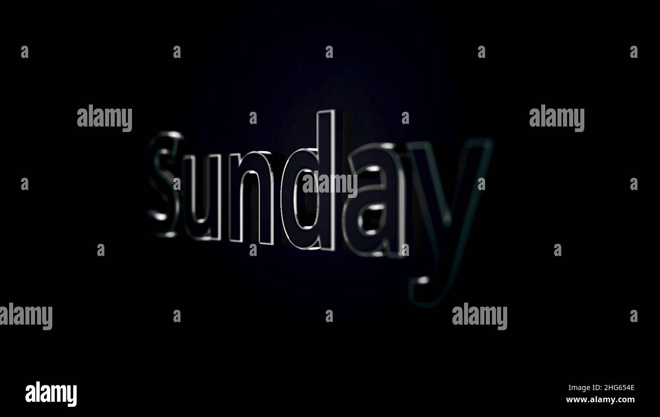 Sunday title. Word sunday animation over black and grey background ...