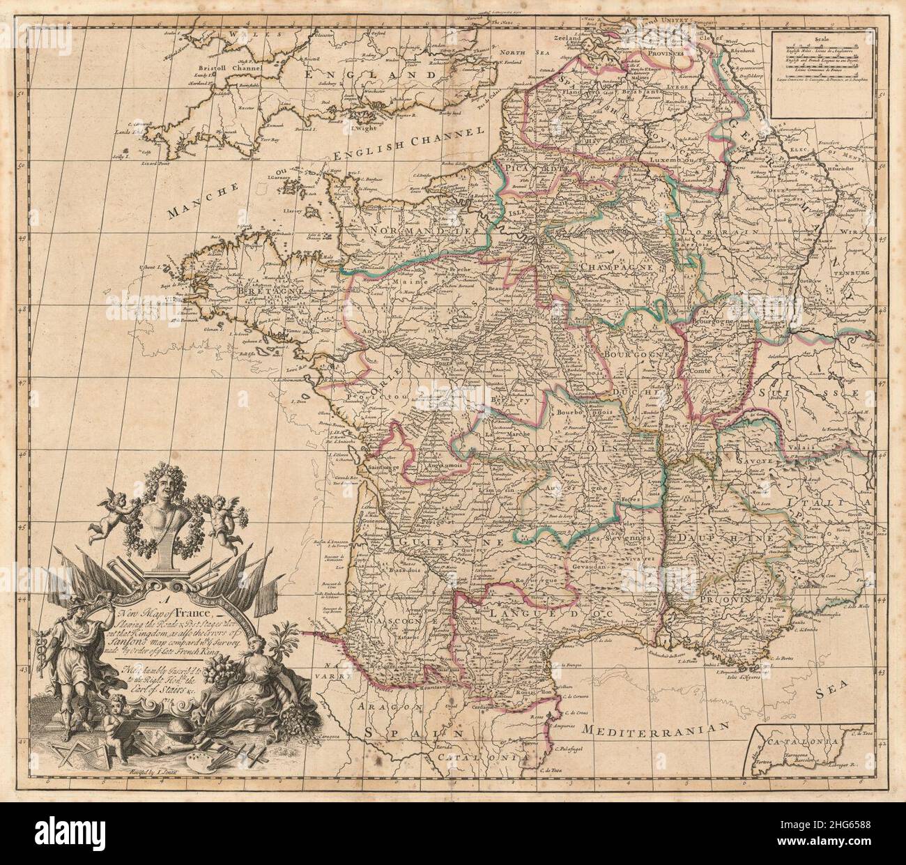 Senex - France postal and road map 1719 Stock Photo - Alamy Senex - France postal and road map 1719 Stock Photo - Alamy