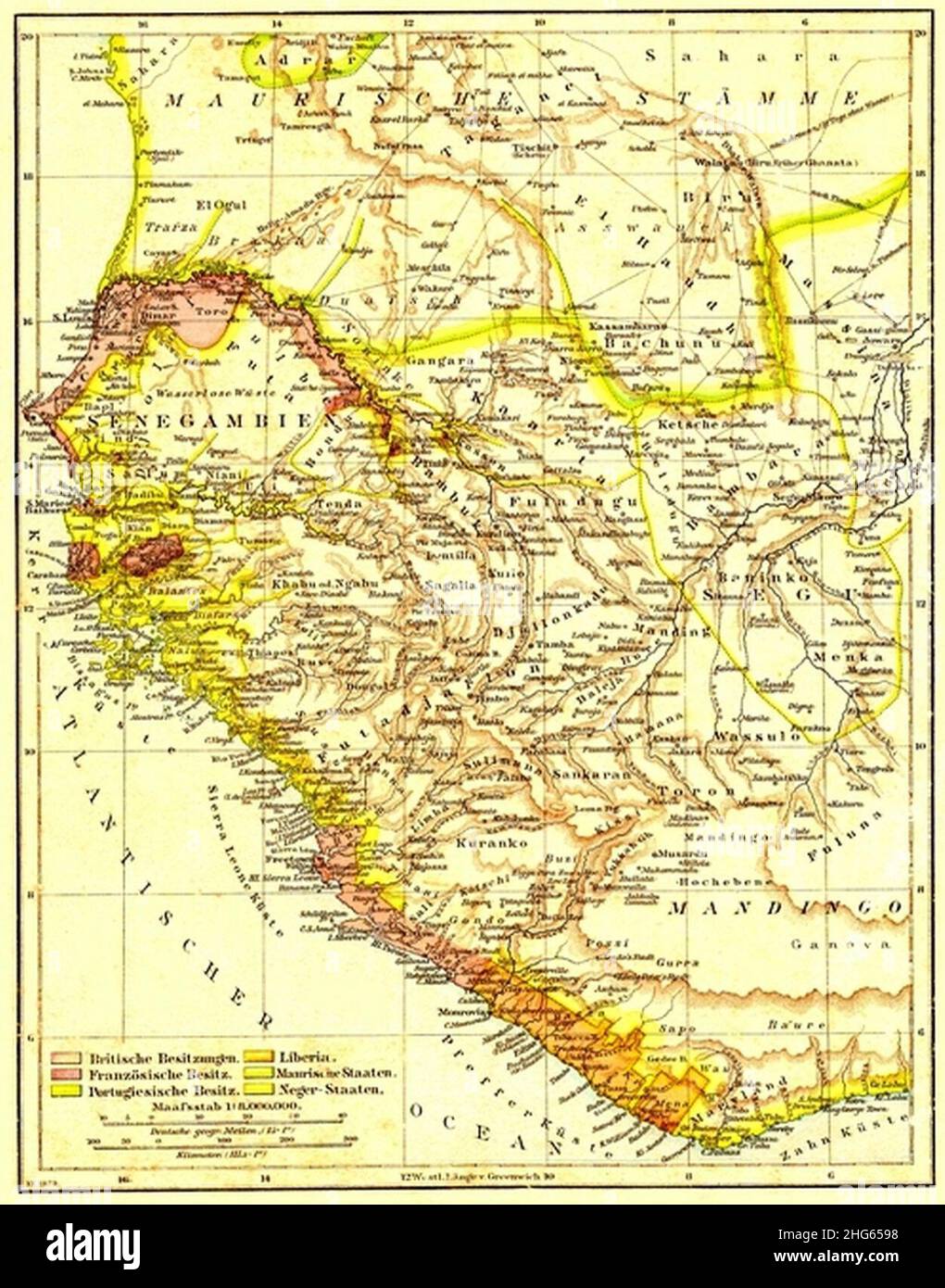 Senegambia 1881 map sz498 Stock Photo - Alamy
