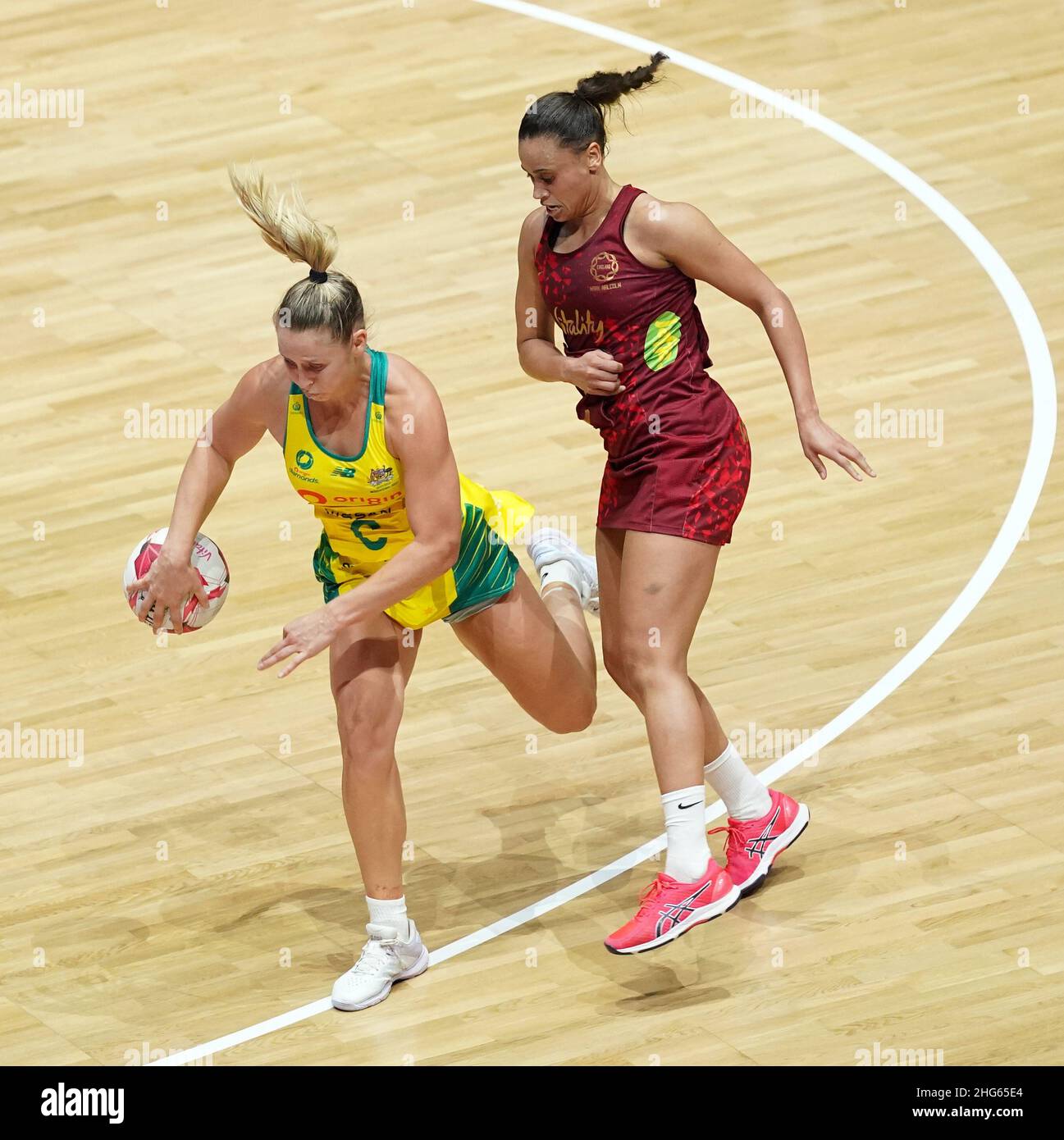 England's Laura Malcolm and Australia's Jamie Lee Price during the ...