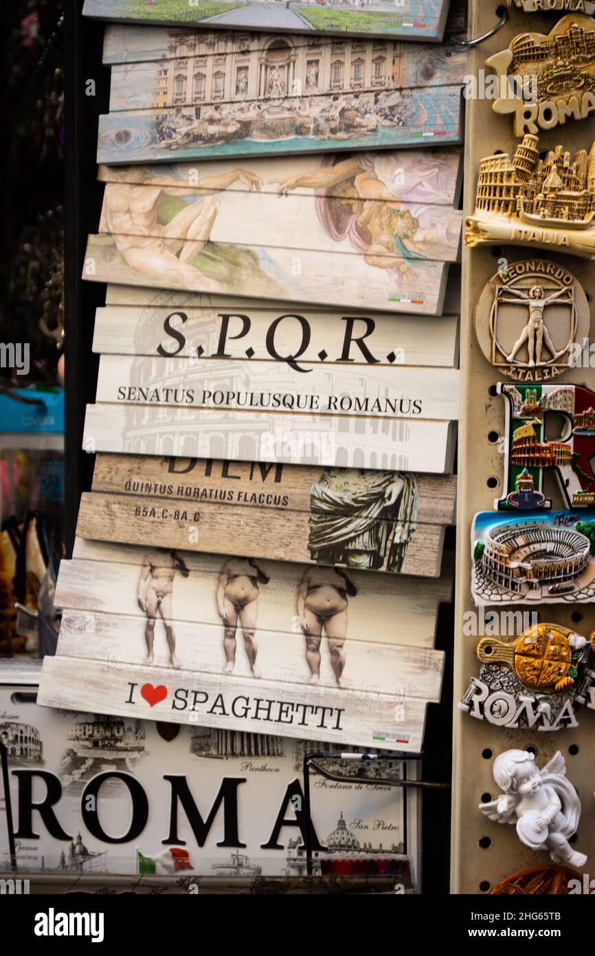 Souvenir signs sold in Rome Stock Photo - Alamy