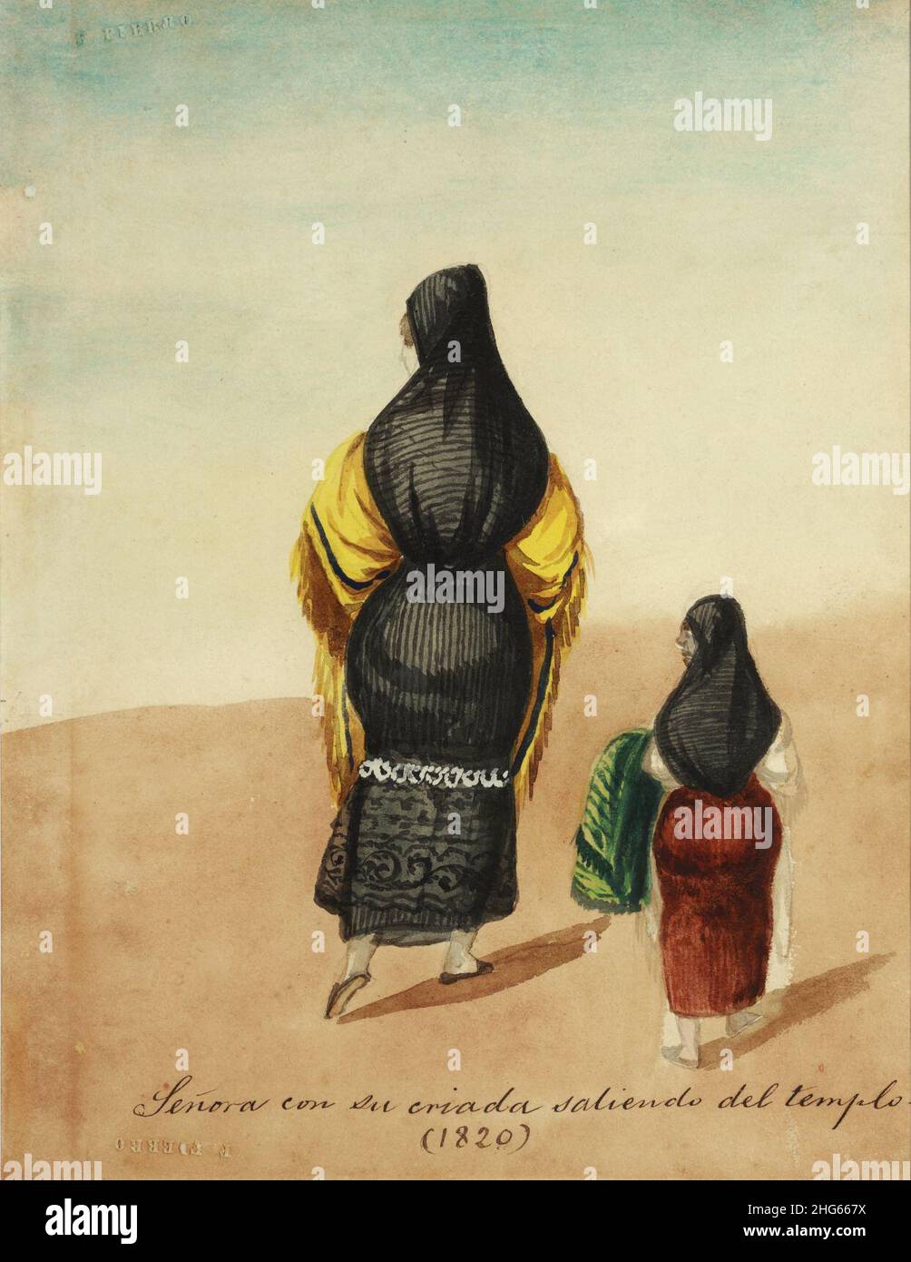 Señora con su criada saliendo del templo (1820 Stock Photo - Alamy
