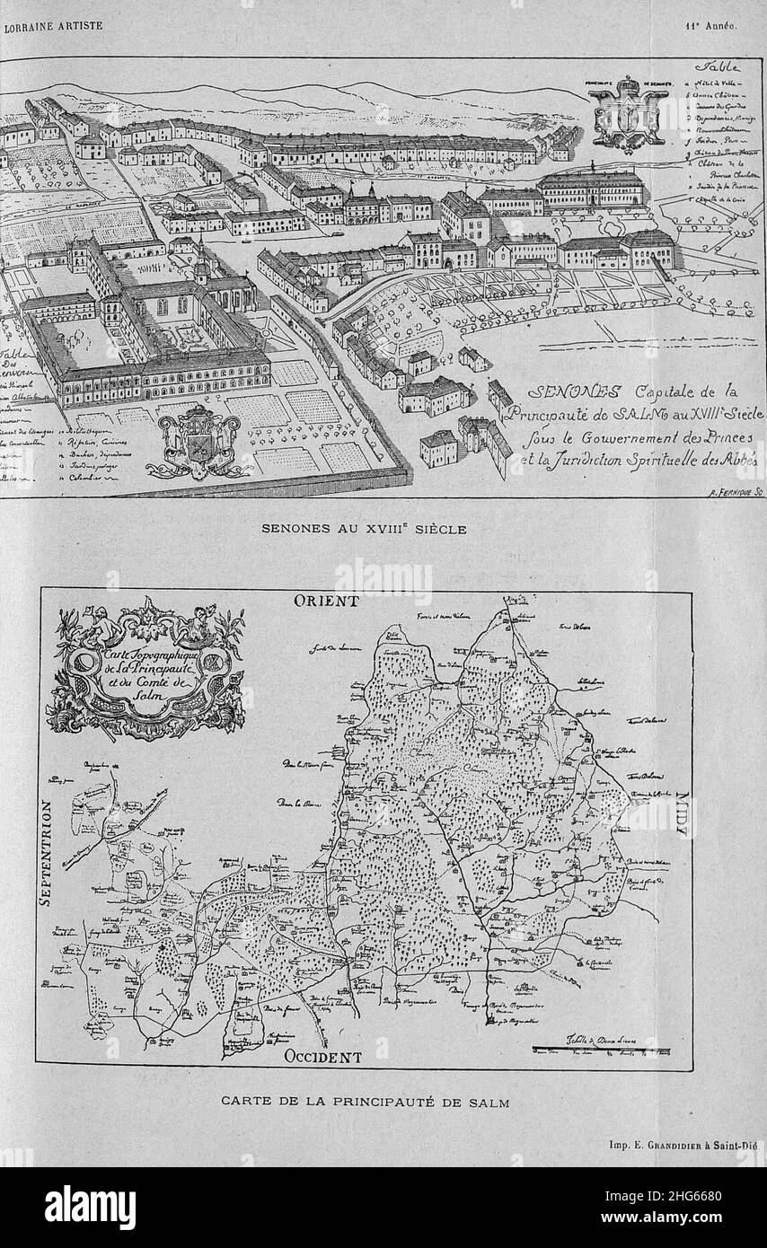 Senones au XVIIIe siècle. Carte de la principauté de Salm 755 814 Stock ...